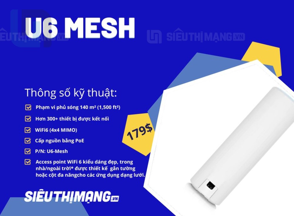 UniFi Ubiquiti Access Point U6 Mesh 【Chính hãng, giá tốt】